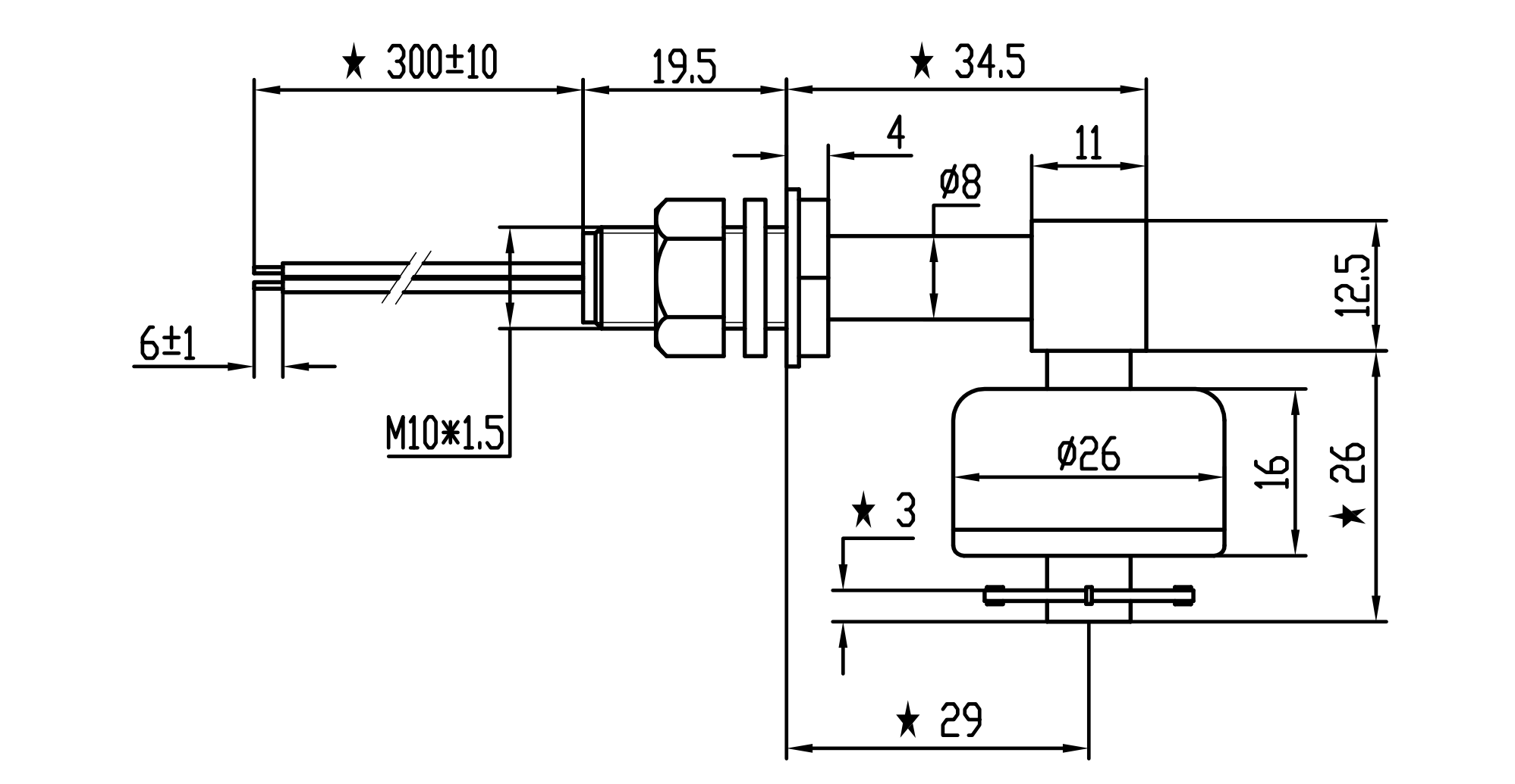 Polypropylene Horizontal Water Level Sensor for Water Tank