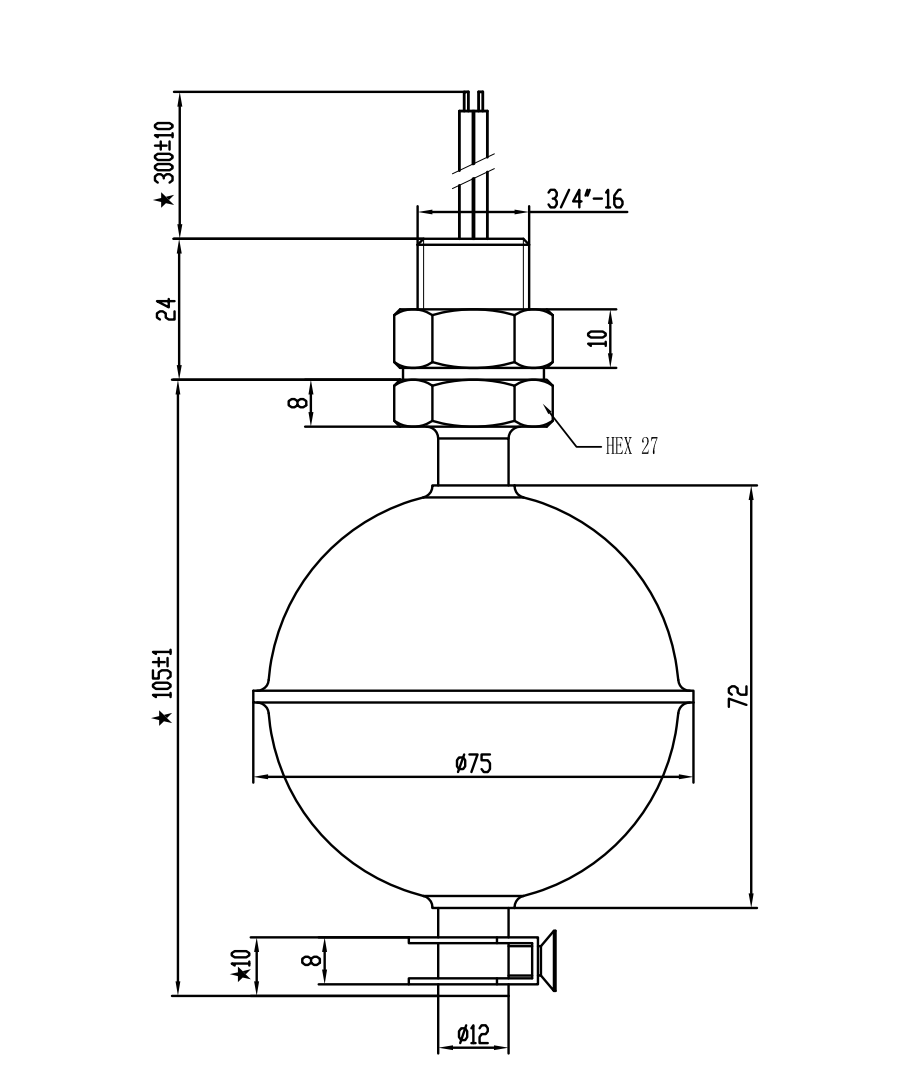 Top Mount Stainless Steel Float Magnetic Level Switch for Water Tank